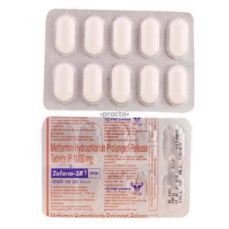 Zoform 1000 MG Tablet SR - Uses, Dosage, Side Effects, Composition ...