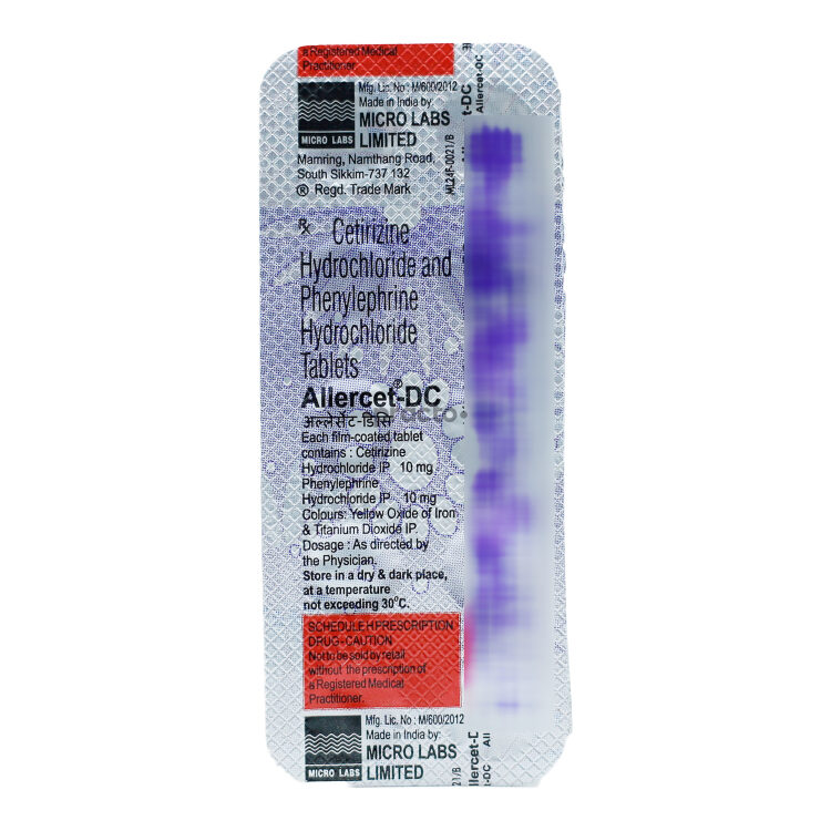 Allercet DC Tablet - Uses, Dosage, Side Effects, Price, Composition ...