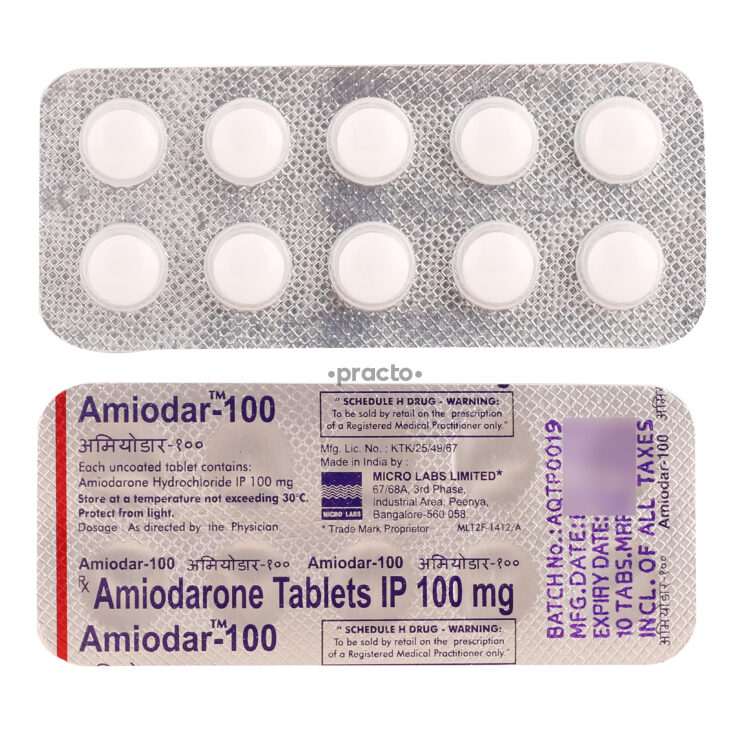 Amiodar 100 MG Tablet - Uses, Dosage, Side Effects, Price, Composition ...