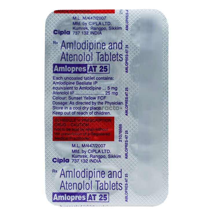 Amlopres-AT 25 Tablet - Uses, Dosage, Side Effects, Price, Composition ...