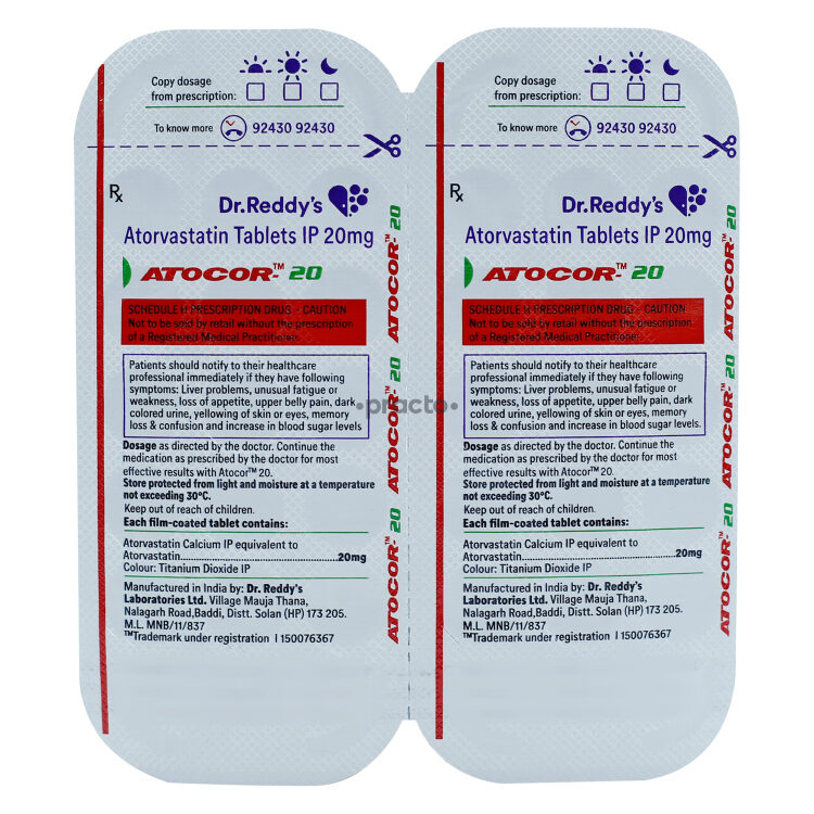 Atocor 20 MG Tablet - Uses, Dosage, Side Effects, Price, Composition ...