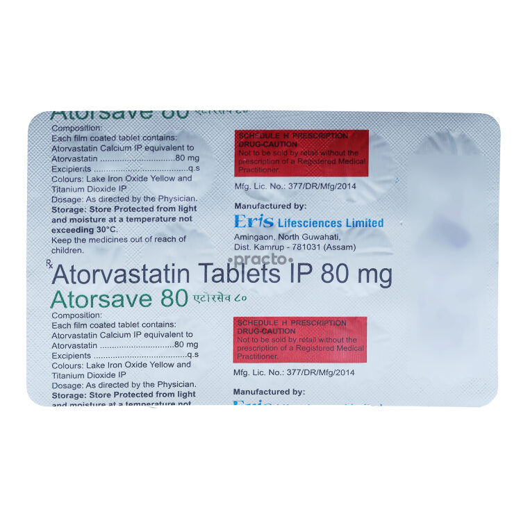 Atorsave 80 MG Tablet - Uses, Dosage, Side Effects, Price, Composition ...
