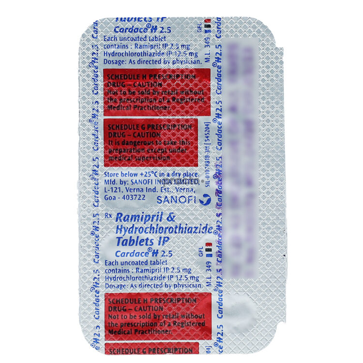Cardace H (12.5/2.5 mg) Tablet - Uses, Dosage, Side Effects, Price ...