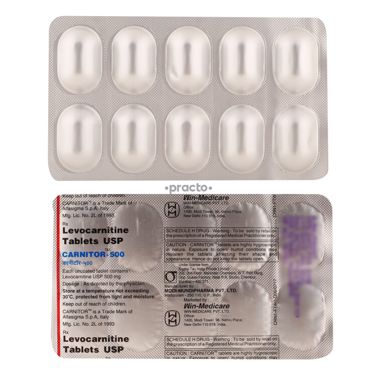 Carnitor 500 mg Tablet - Uses, Dosage, Side Effects, Price, Composition ...