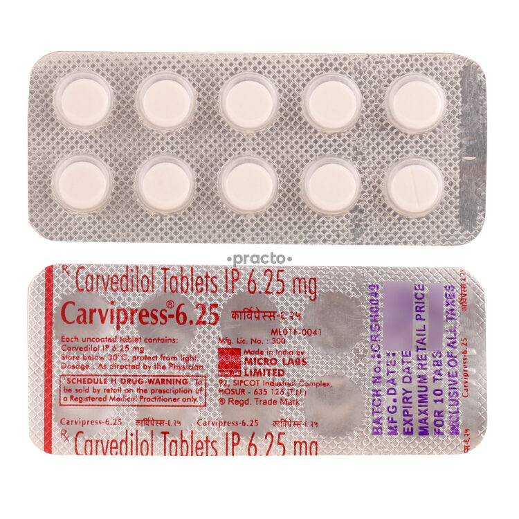 Carvipress 6.25 MG Tablet - Uses, Dosage, Side Effects, Price ...