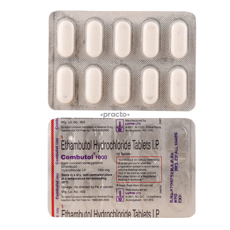 Combutol 1000 MG Tablet - Uses, Dosage, Side Effects, Price ...