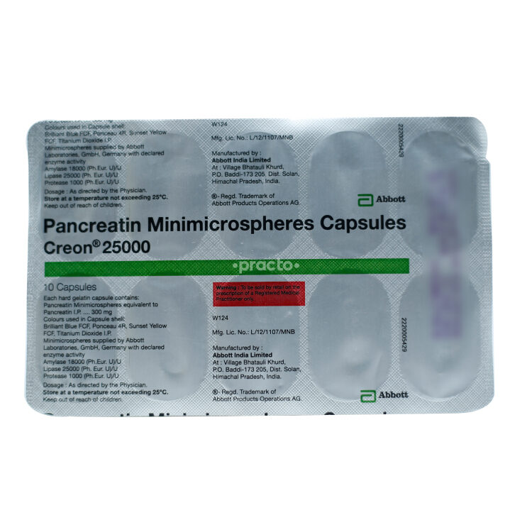 Creon 25000 Capsule Uses Dosage Side Effects Price Composition