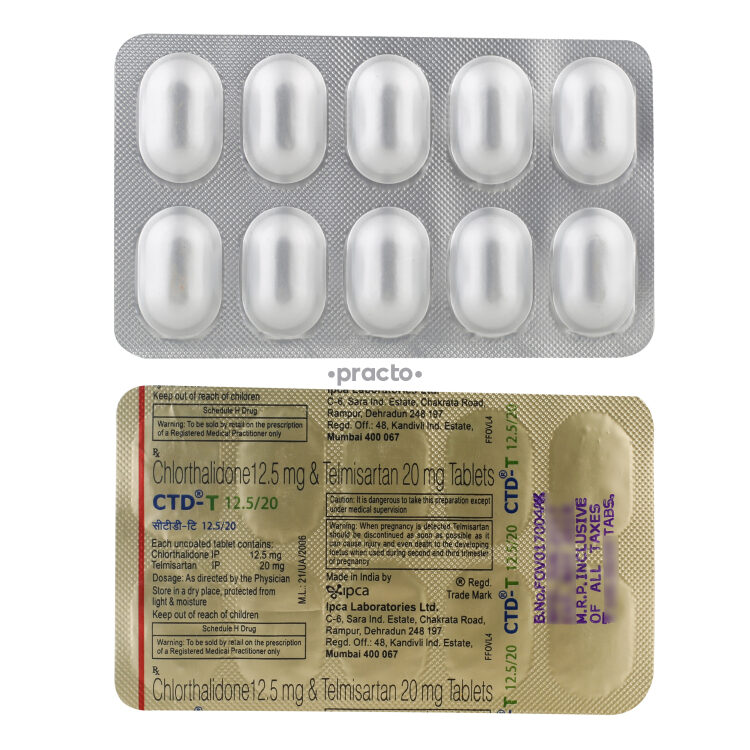 CTD-T 12.5/20 Tablet - Uses, Dosage, Side Effects, Price, Composition ...