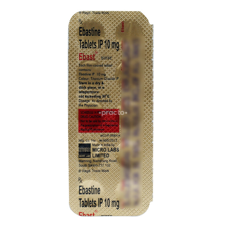 Ebast 10 Tablet - Uses, Dosage, Side Effects, Price, Composition | Practo