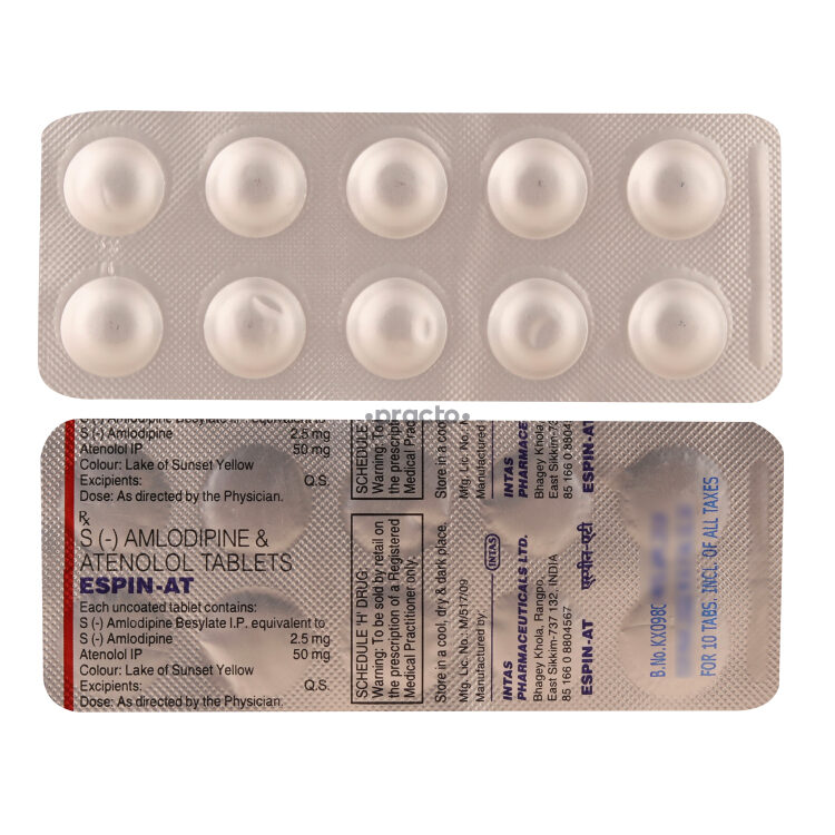 Espin-At (2.5/50 mg) Tablet - Uses, Dosage, Side Effects, Price ...