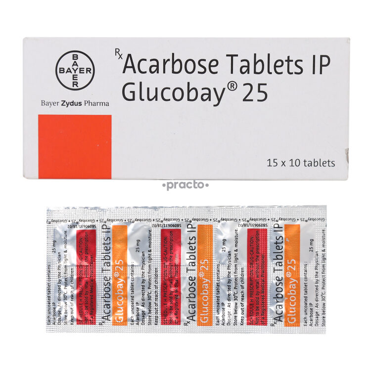 Glucobay 25 MG Tablet - Uses, Dosage, Side Effects, Price, Composition ...