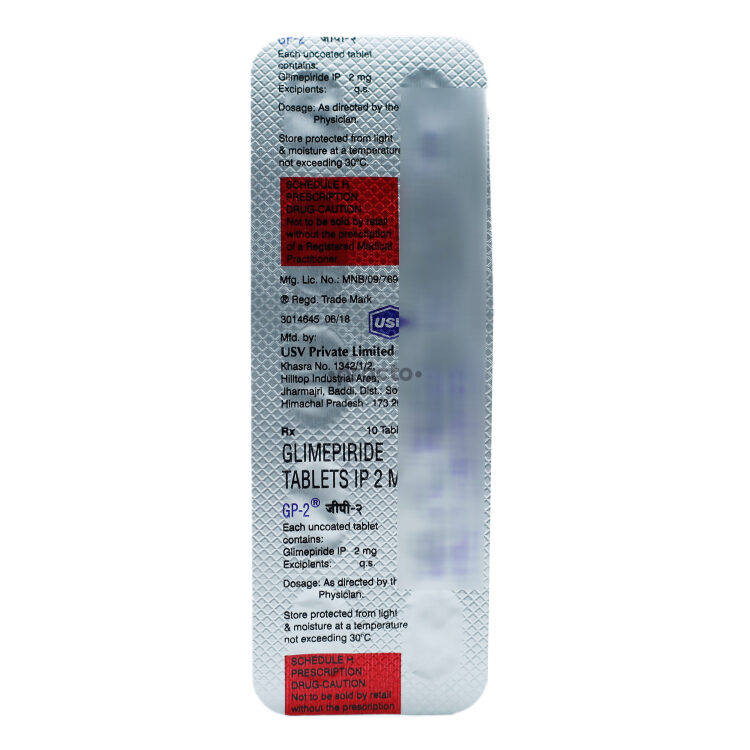 Gp 2 MG Tablet - Uses, Dosage, Side Effects, Price, Composition | Practo