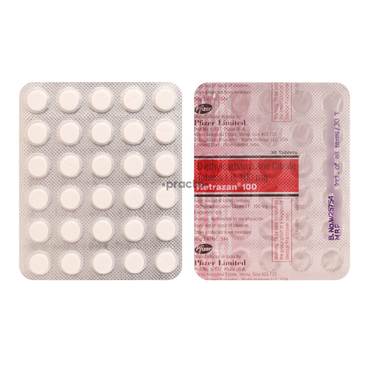 Hetrazan 100 mg Tablet - Uses, Dosage, Side Effects, Price, Composition ...
