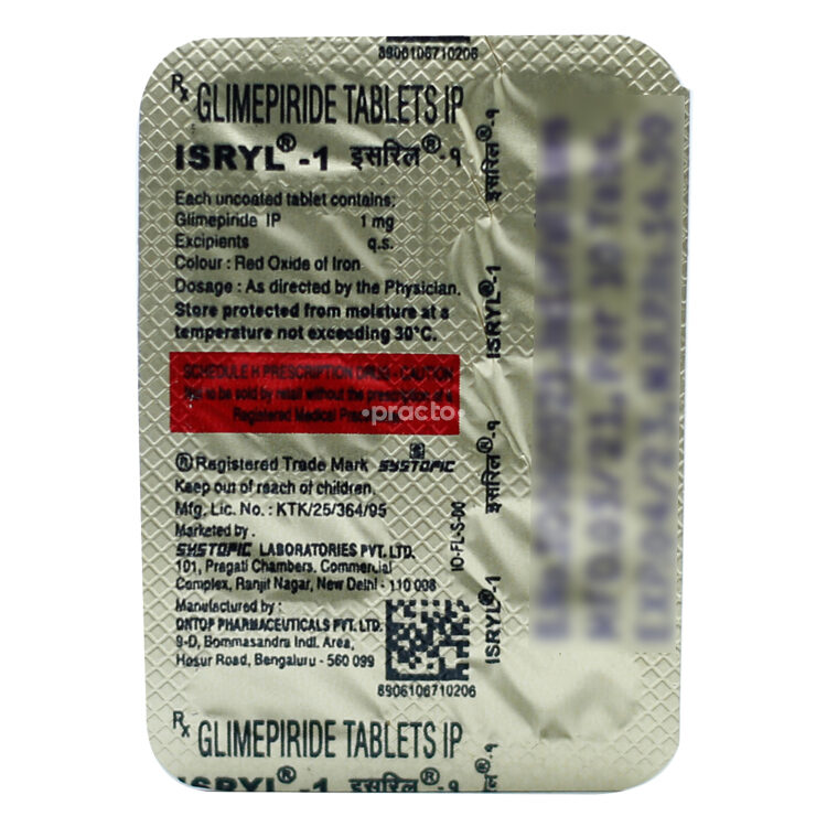 Isryl 1 MG Tablet - Uses, Dosage, Side Effects, Price, Composition | Practo