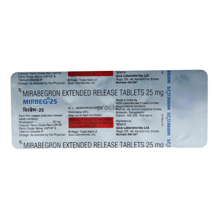 Mirbeg-25 Tablet - Uses, Dosage, Side Effects, Price, Composition | Practo
