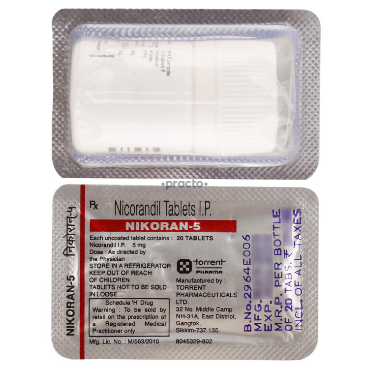 Nikoran 5 mg Tablet - Uses, Dosage, Side Effects, Price, Composition ...