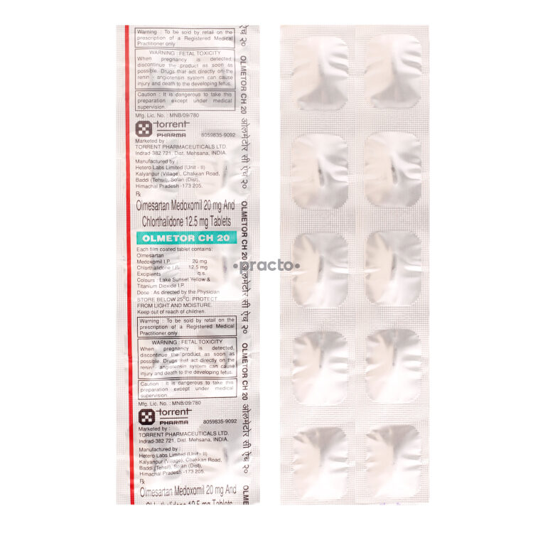 Olmetor CH 20 Tablet - Uses, Dosage, Side Effects, Price, Composition ...