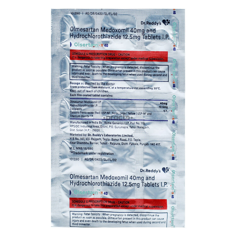 Olsertain H (12.5/40 mg) Tablet - Uses, Dosage, Side Effects, Price ...