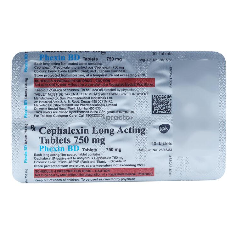 Phexin Bd 750 MG Tablet - Uses, Dosage, Side Effects, Price ...