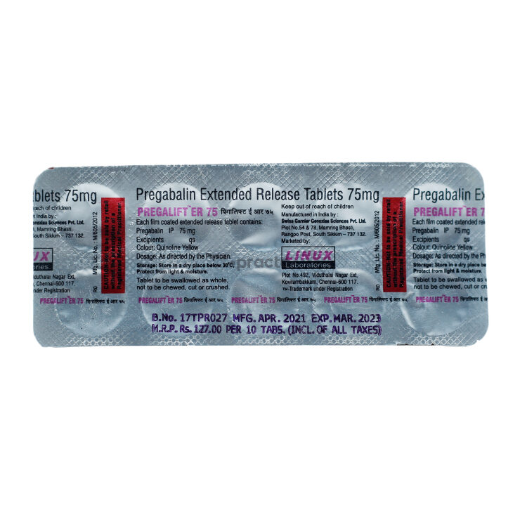 Pregalift 75 Mg Tablet Er Uses Dosage Side Effects Price