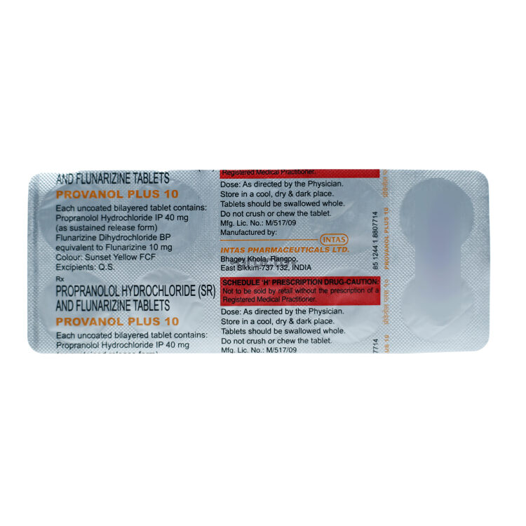 Provanol Plus 10 Tablet - Uses, Dosage, Side Effects, Price ...