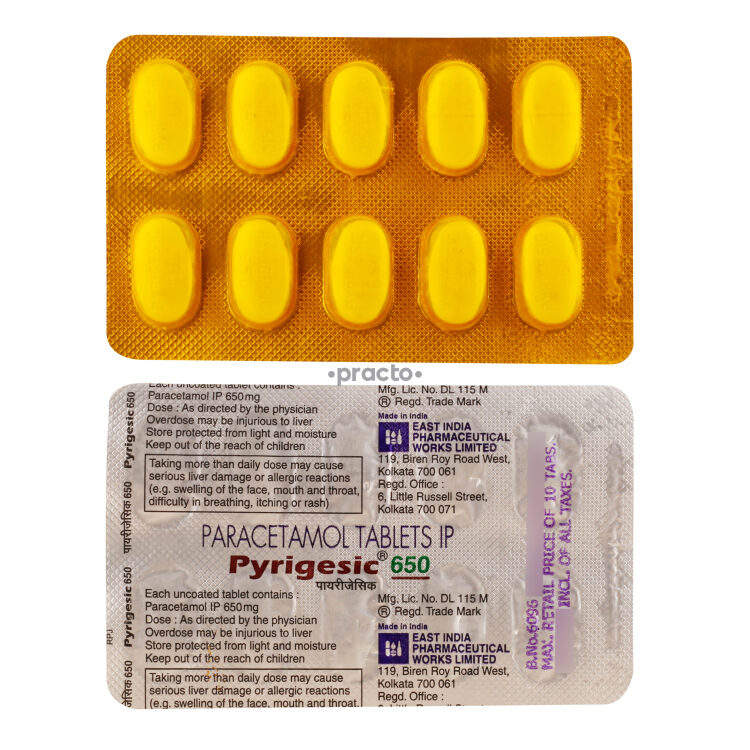 Pyrigesic 650 MG Tablet - Uses, Dosage, Side Effects, Price, Composition | Practo