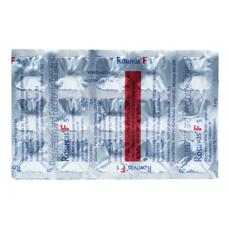 Rosuvas F (5/160 mg) Tablet - Uses, Dosage, Side Effects, Price ...