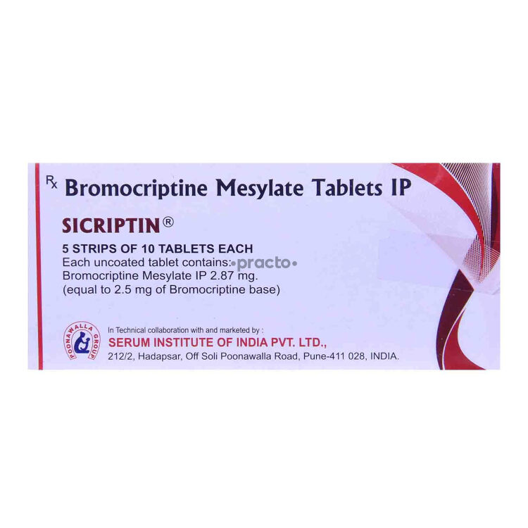 Sicriptin Usp 2 5 Mg Tablet Uses Dosage Side Effects Price