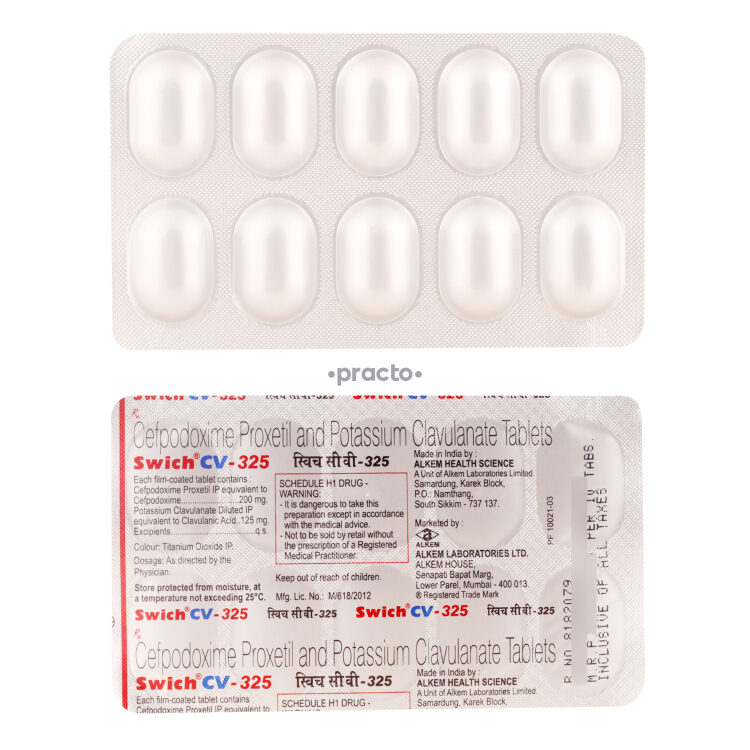 Swich CV (200/125 mg) Tablet - Uses, Dosage, Side Effects, Price ...