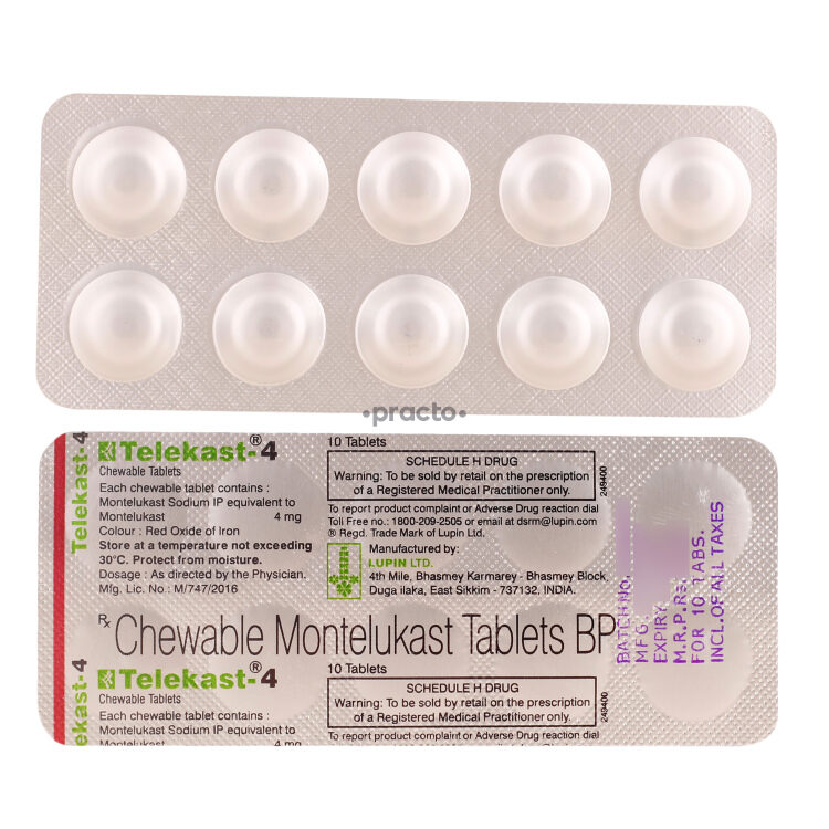 Telekast 4 MG Tablet - Uses, Dosage, Side Effects, Price, Composition ...
