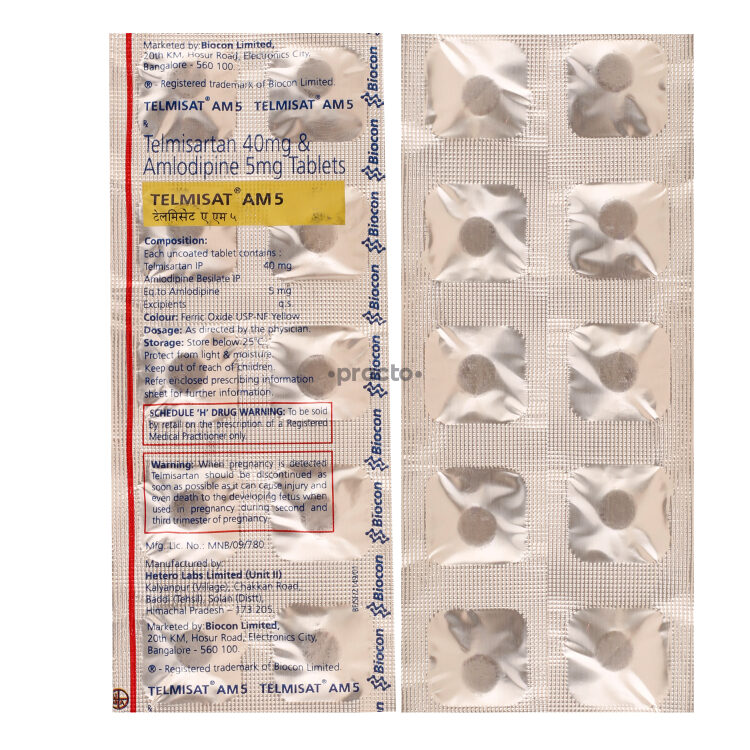 Telmisat AM (5/40 mg) Tablet - Uses, Dosage, Side Effects, Price ...