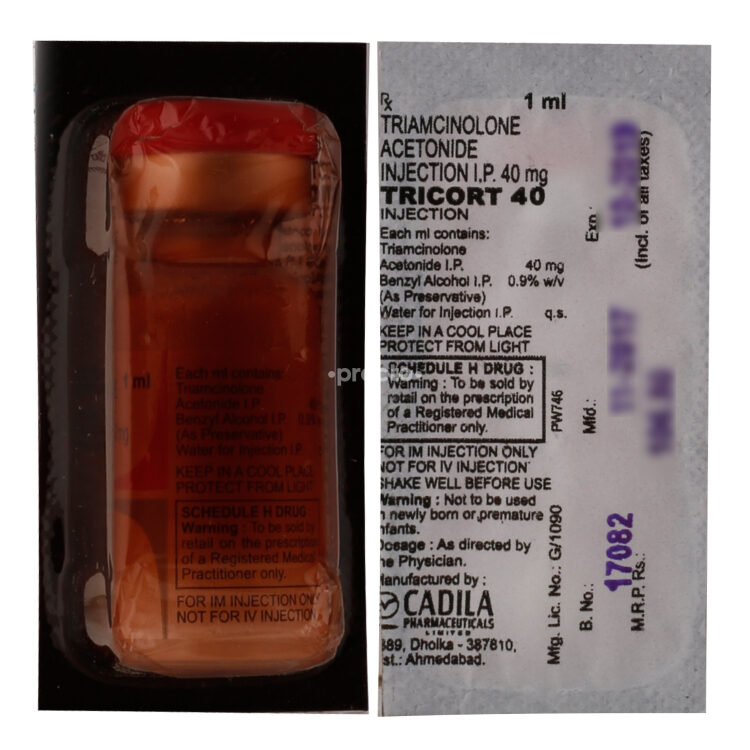 Tricort 40 mg Injection - Uses, Dosage, Side Effects, Price ...