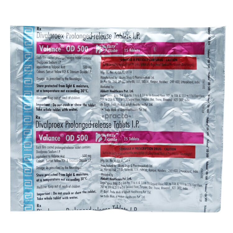 Valance OD 500 Tablet - Uses, Dosage, Side Effects, Price, Composition ...