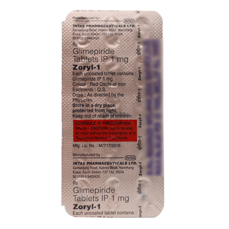 Zoryl 1 MG Tablet - Uses, Dosage, Side Effects, Price, Composition | Practo