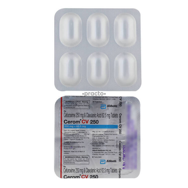 Cerom CV (250/62.5 mg) Tablet - Uses, Dosage, Side Effects, Price ...