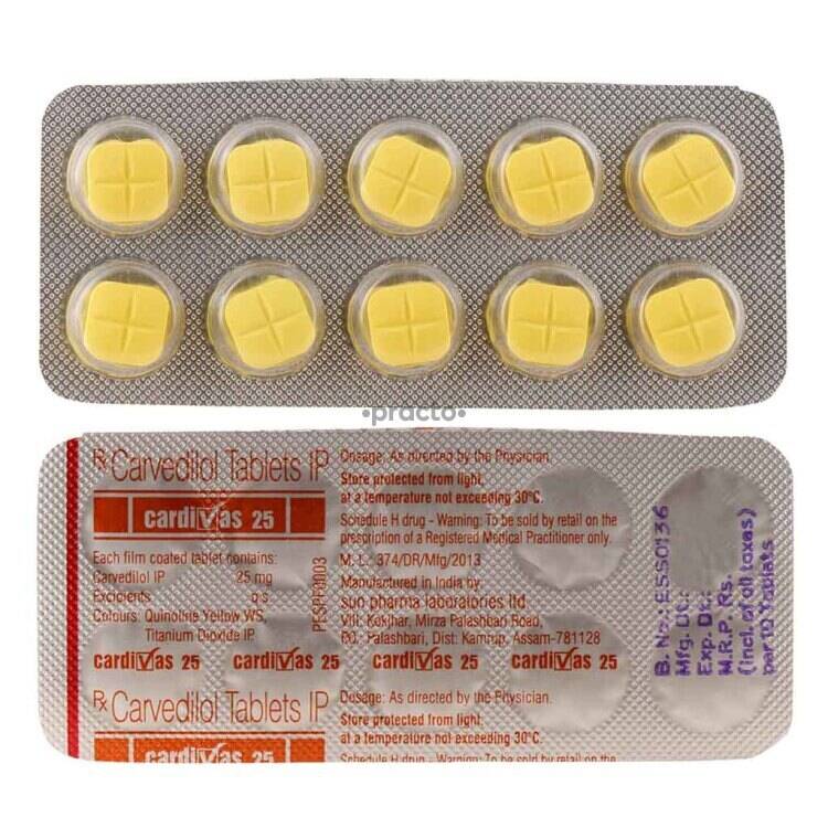 Cardivas 25 MG Tablet - Uses, Dosage, Side Effects, Price, Composition ...